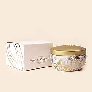 LA JOLIE MUSE Vanilla & Coconut Scented Candles, Candles Gifts for Women, Soy Wax Candles for Home, 45 Hours Long Burning, 6.5 oz in Tin
