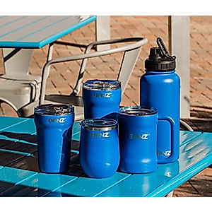 BANZ Double Walled, Insulated Water Bottle - Large, Stainless Steel and Re-useable Vacuum Insulated Flask Includes Bonus Sports Lid - 32 oz - Blue
