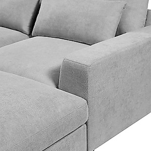 VASOENY 129.90 X 72'' Modular Sectional Sofa, Linen Fabirc Convertible L Shaped Couch, 4 Seat Modern Corner Sofa Couch with 4 Pillow and Reversible Chaise, for Living Room, Office