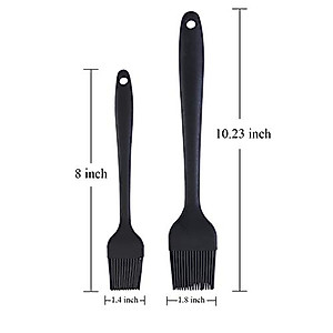 Silicone Basting Brush,2 Packs Heat Resistant Cooking Brush,Black Long Handle Pastry Brush for Grilling, Baking, BBQ