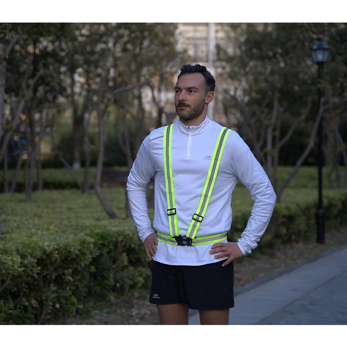 Dazonity High Visibility Safety Vest,Lightweight,Adjustable & Elastic Vest,Hi Vis Reflective Strips, Fit for Men & Women, Construction,Cycling, Runnning, Surveyor, (Yellow)