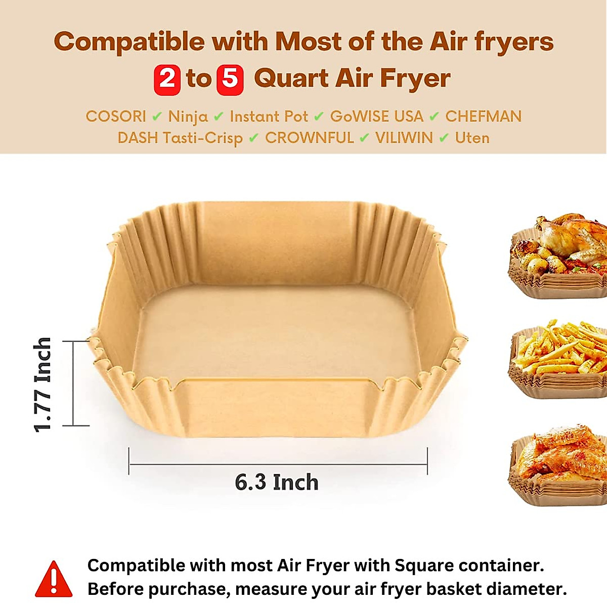 ZeeMay Air Fryer Liners Disposable Paper (135 Pcs) For Microwave, Air Frying, Baking, (6.3 Inch) Unbleached Non-stick Oil-proof/Waterproof Parchment Paper (3-5 Qt)