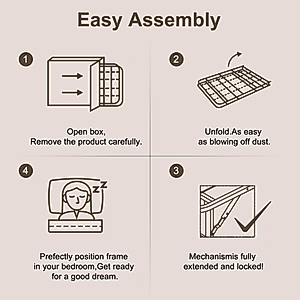 VECELO 14 Inch Foldable Metal Platform Bed Frame, Tool-Free Assembly/Box Spring Replacement/Quiet Noise Free-King, Black