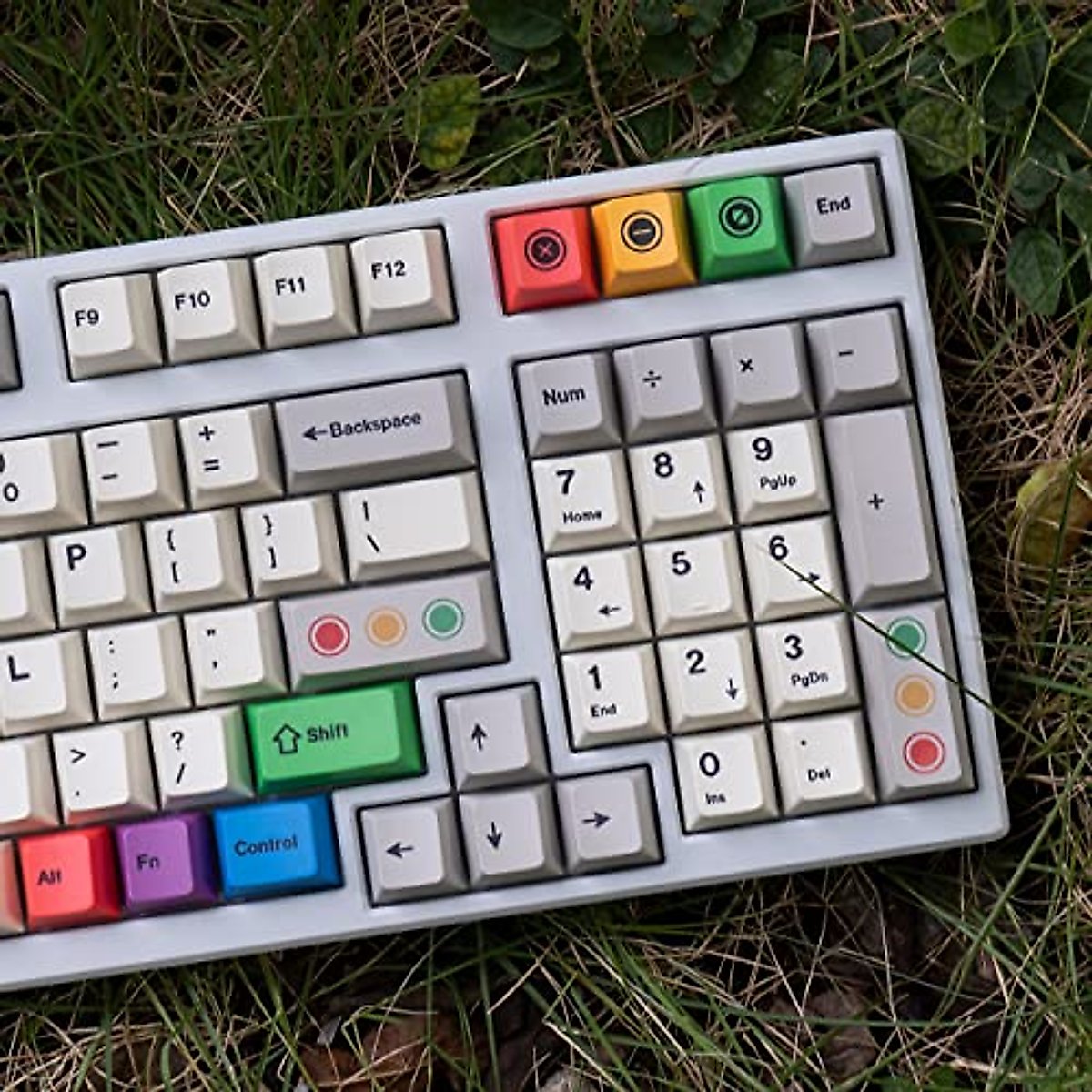 PBT Grey White Keycaps Set Cherry Profile 141 Keys Custom Dye-Sub Keyboard Keycaps for 60% 65% 70% 100% Cherry Gateron MX Switches Mechanical Keyboards