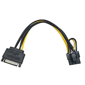 Traovien PCI Express Power Cable,15 Pin SATA Male to 8 Pin (6+2 Pin) PCI Express Female Video Card Power Adapter Cable(15CM/6inch 2Pcs)