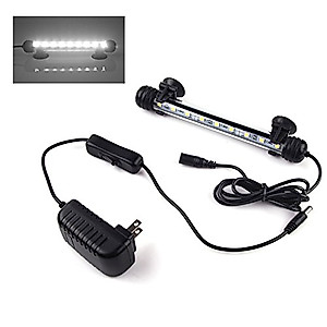 LED Aquarium Light, Smiful Fish Tank Light Submersible Underwater Crystal Glass LEDs Lights, 7.5"- White