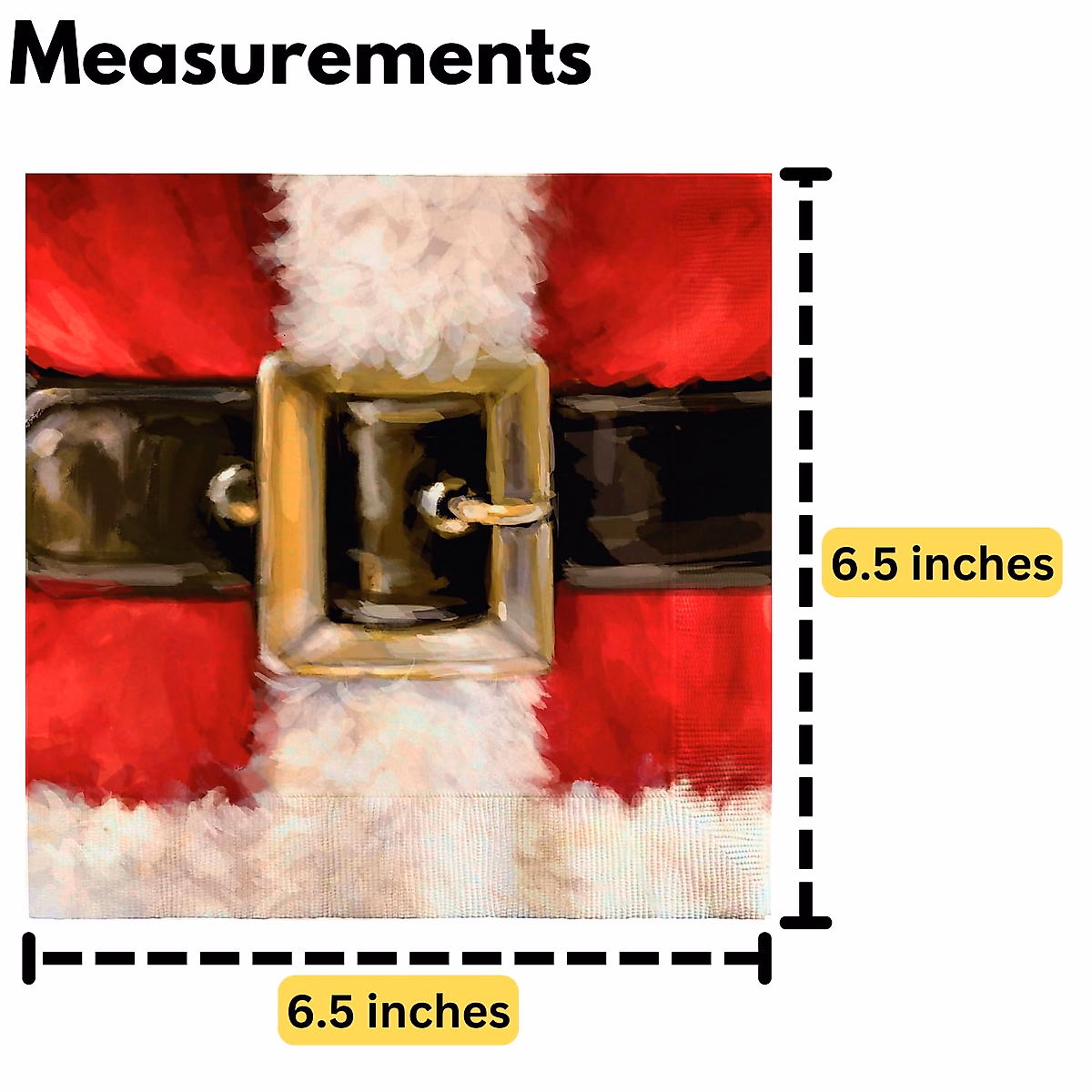 Iconikal Disposable Dinner Christmas Paper Party Napkins, Santa's Belt Buckle, 75-Count