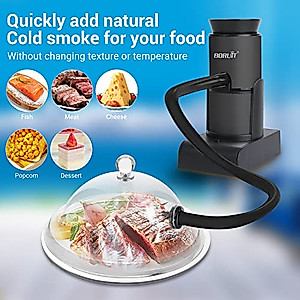 BORUIT Smoking Gun with 90g Oak Wood Chip and Accessories,Indoor Mini Smoker Gun Infuser for Sous Vide Meat Salmon Cocktails Drink Cheese BBQ Grill,Perfect for Foodie Gifts（Black)