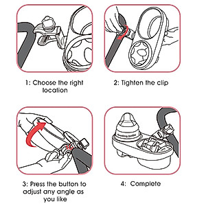 MTRSUE Universal Stroller Cup Holder with Snack Tray, 360° Rotation Removable Stroller Accessories with Non Slip Clip Firmly Grip Stroller Bar