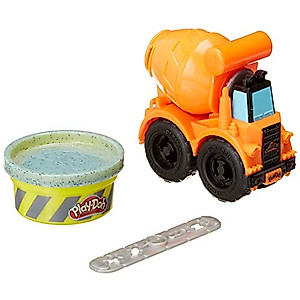 Play-Doh Wheels Mini Cement Truck Toy with 1 Can of Non-Toxic Cement Colored Buildin' Compound