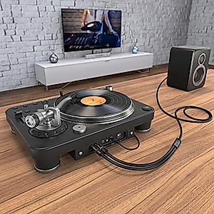 KabelDirekt – 15ft Long – Aux/3.5mm to RCA/Phono Male Adapter Cable, 2× RCA/Phono Plugs (Y Splitter Audio Cable, Connects Smartphones/notebooks and Other Equipment to Hi-Fi Systems/Speakers, Black)