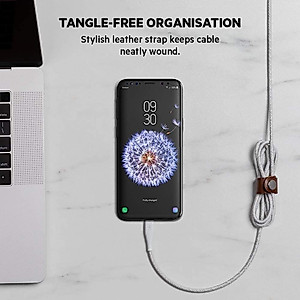 Belkin DuraTek Plus USB C to USB Cable - USB-A Cable W/ Leather Strap - Ultra-Strong Charging Cable W/ Flexible Insulation - Compatible W/ iPads, Samsung Galaxy, Google Pixel & More - 4ft (Black)