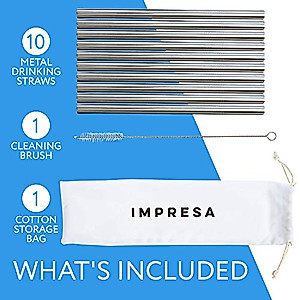 10 Pack Boba Straws In Stainless Steel - Reusable Metal Straws Best For Drinking Bubble/Boba Tea, Smoothies, Shakes - Extra Wide 0.5’’ And 8.5” Long - Comes With Cotton Storage Bag And Cleaning Rod