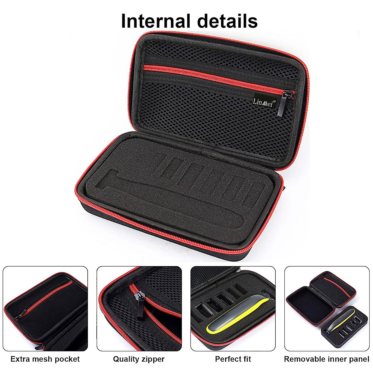 LinMei Travel Shaver Case Compatible with One Blade QP2724/90 QP2834/70 QP2630/72 Hybrid Electric Trimmer Hard Portable Storage Carrying Case for Shavers and Accessories