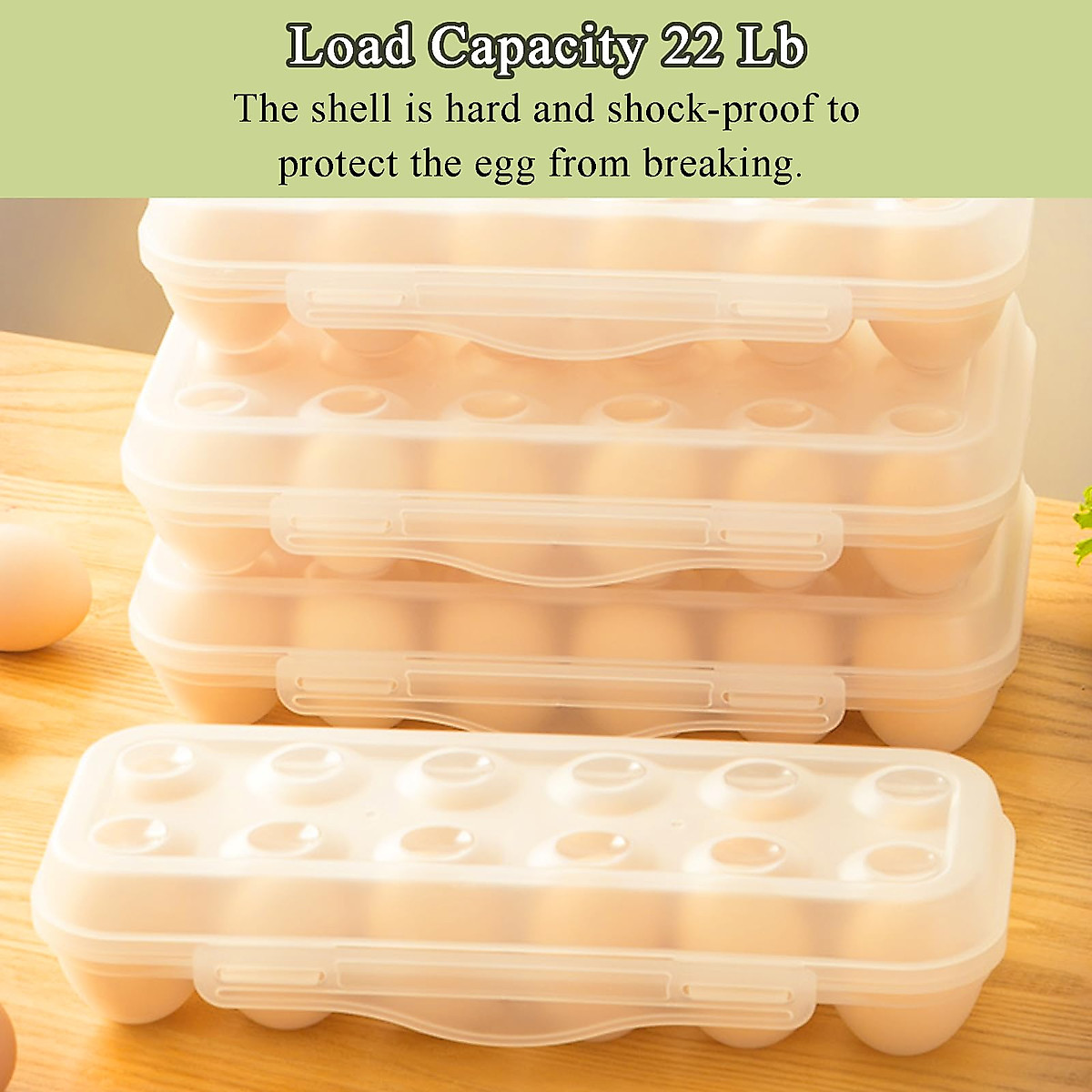 CYEAH 12 Grids Egg Holders, Reusable Egg Cartons Tray Egg Containers with Lid for Refrigerator, Large Capacity Egg Organizer Box for Home Kitchen Outdoor Picnic Hiking Storage, Set of 10