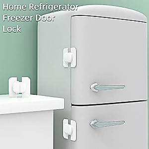 DANHAN 3 Pcs Baby Safety Fridge Lock, Refrigerator Fridge Freezer Door Lock for Kids,Child Proof Refrigerator Freezer Door Lock, No Tools Required and Easy Installation (White)