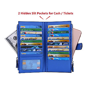 YALUXE Wallet for Women RFID Blocking Genuine Leather Multi Slots Organizer with Zipper Pocket Credit Card Holder Bifold