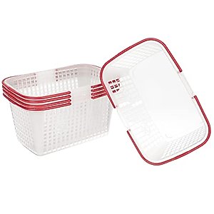 Yardwe Plastic Fruits Picking Baskets 5pcs Kitchen Plastic Baskets with Handle Mini Shopping Basket Decorative Basket Fruit Picking Basket for Vegetables Garden Gathering
