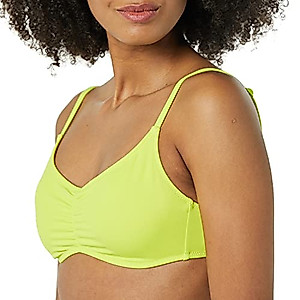 Amazon Essentials Women's Light-Support Bralette Bikini Swimsuit Top, Yellow, Large