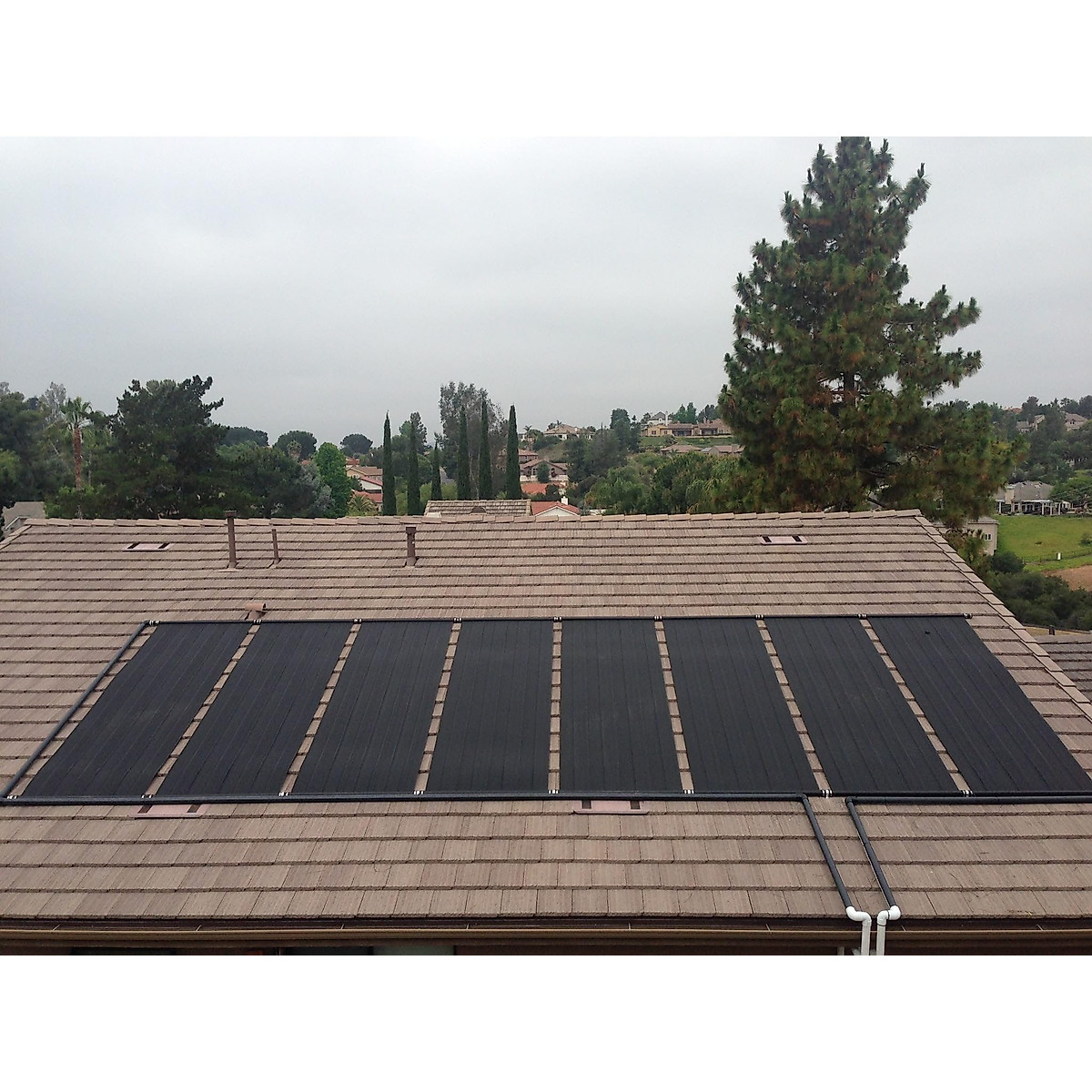 SolarPoolSupply SwimEasy Universal Solar Pool Heater Panel with Replacement Rubber Hose Connectors, 1 Panel for 1.5" I.D. Header — 4' x 8'