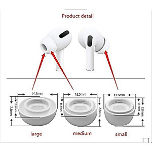 Zotech Replacement 3 Pairs Silicone Ear Tips for Apple Airpods Pro 1st & 2nd Gen (S/M/L)