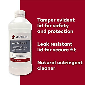 Dealmed Witch Hazel, 16 oz. | Natural Astringent Cleans and Refreshes Skin | No Artificial Fragrance or Dyes (Pack of 1)
