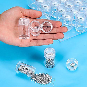 Blulu Clear Plastic Bead Storage Containers Set with 30 Pieces Storage Jars Diamond Painting Accessory Box Transparent Bottles with Lid for DIY Diamond, Nail and Other Small Items (1.85 x 1 Inch)