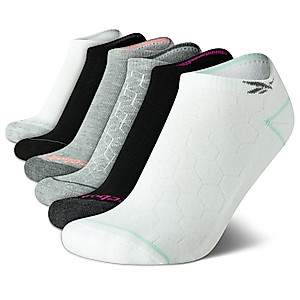 Reebok Women's Low Cut Socks - 6 Pack Performance Cushion Comfort No Show Socks - Breathable Athletic Socks for Women (4-10), Size 4-10, Grey Multi