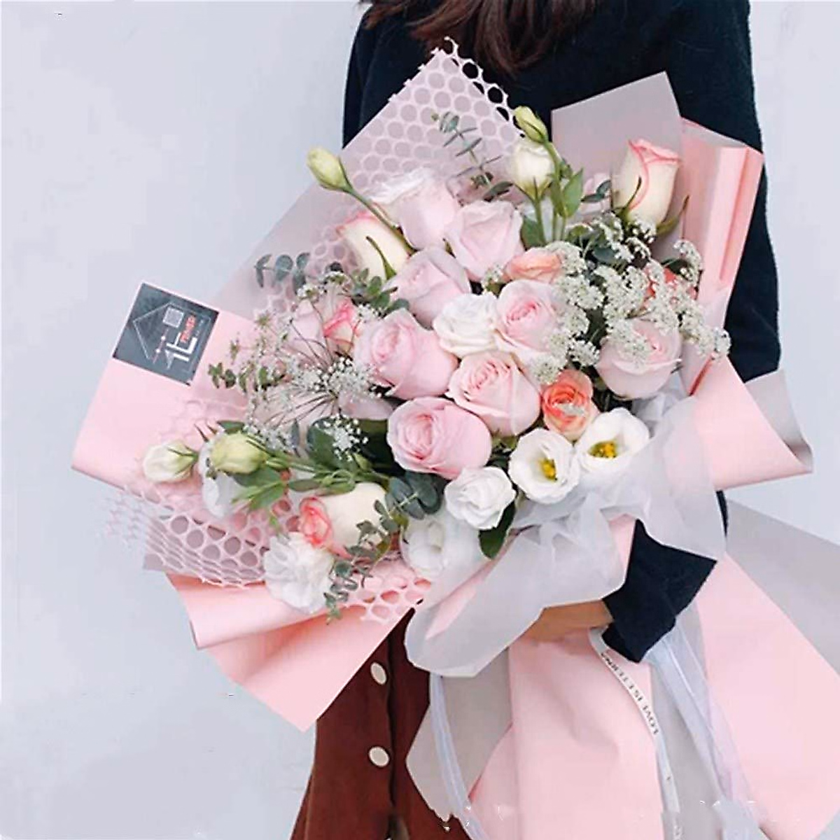 20 CountsDouble-sided two-color Flower Wrapping Paper,Florist Bouquet Supplies,DIY Crafts,Gift Packaging or Gift Box Packaging, Waterproof Floral Wrapping Paper 22.822.8Inch (Gouache/milk white)