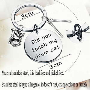 bobauna Drum Keychain Drummer Gift Did You Touch My Drum Set Percussion Jewelry Drum Player Musician Gift (touch drum keychain)