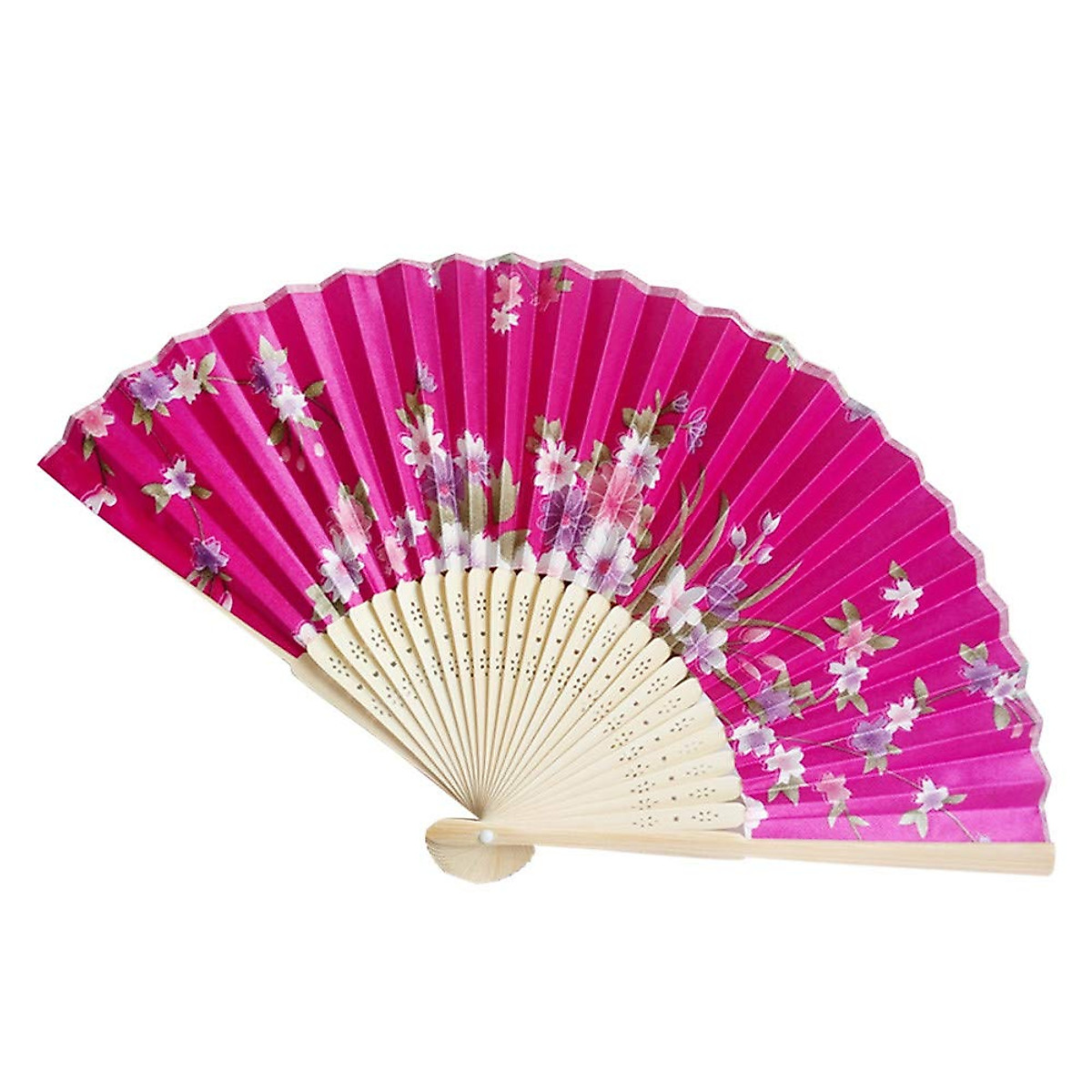 Holzkary Chinese Style Vintage Folding Hand Held Fan/Paper Fan/Feather Fan/Sandalwood Fan/Bamboo Fans for Wedding, Party, Dancing(21cm.M)