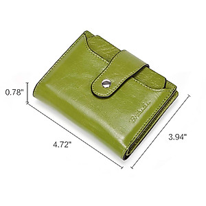 BOSTANTEN Women Leather Wallet RFID Blocking Small Bifold Zipper Pocket Wallets Card Case Purses with ID Window Green