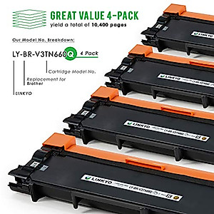 LINKYO Compatible Toner Cartridge Replacement for Brother TN660 TN630 TN-660 (4-Pack, High Yield, Design V3)