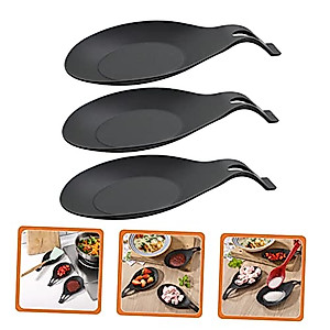 DOITOOL 3pcs Silicone spoon rest cooking accessories utensil rest plate teapot spoon rest cooking spoon holder kitchen spoon rest silicone spoon holder utensils Simple tea spoon