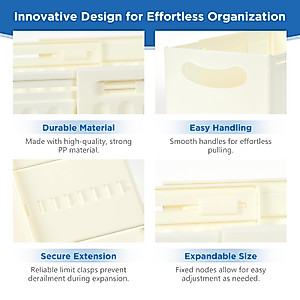 Temary Drawer Organizers Adjustable Drawer Dividers Large Dresser Drawer Organizer Bins for Clothes, Expandable from 11.02''-18.90'' Drawers Separators Storage Bins for Clothing, Underwear, Socks