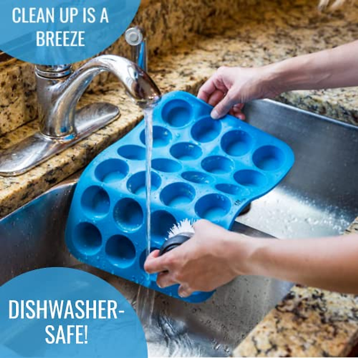 KPKitchen Silicone Mini Muffin Pan - 24 Cup Nonstick, Includes Free Mini Muffin Paper Cups - Ideal for Cupcakes, Muffins, Fat Bombs & More