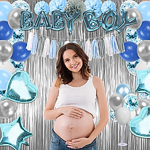 277 Pcs Baby Shower Decorations For Boy, Elephant Boy Baby Shower Decorations Kits - Disposable Dinnerware Set With Blue Elephant (25 Guest), "BABY BOY" Banner, Balloon, Sash, Cake Topper (BLUE)