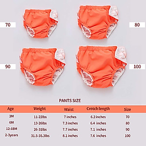 IIjnUhb Swim Diapers Baby Reusable 1Pack 2 Pack,Washable Pants for 0-3 Years Boys Girls Swimming Lesson Shower Gifts (RoseOrange-12-18 Months)