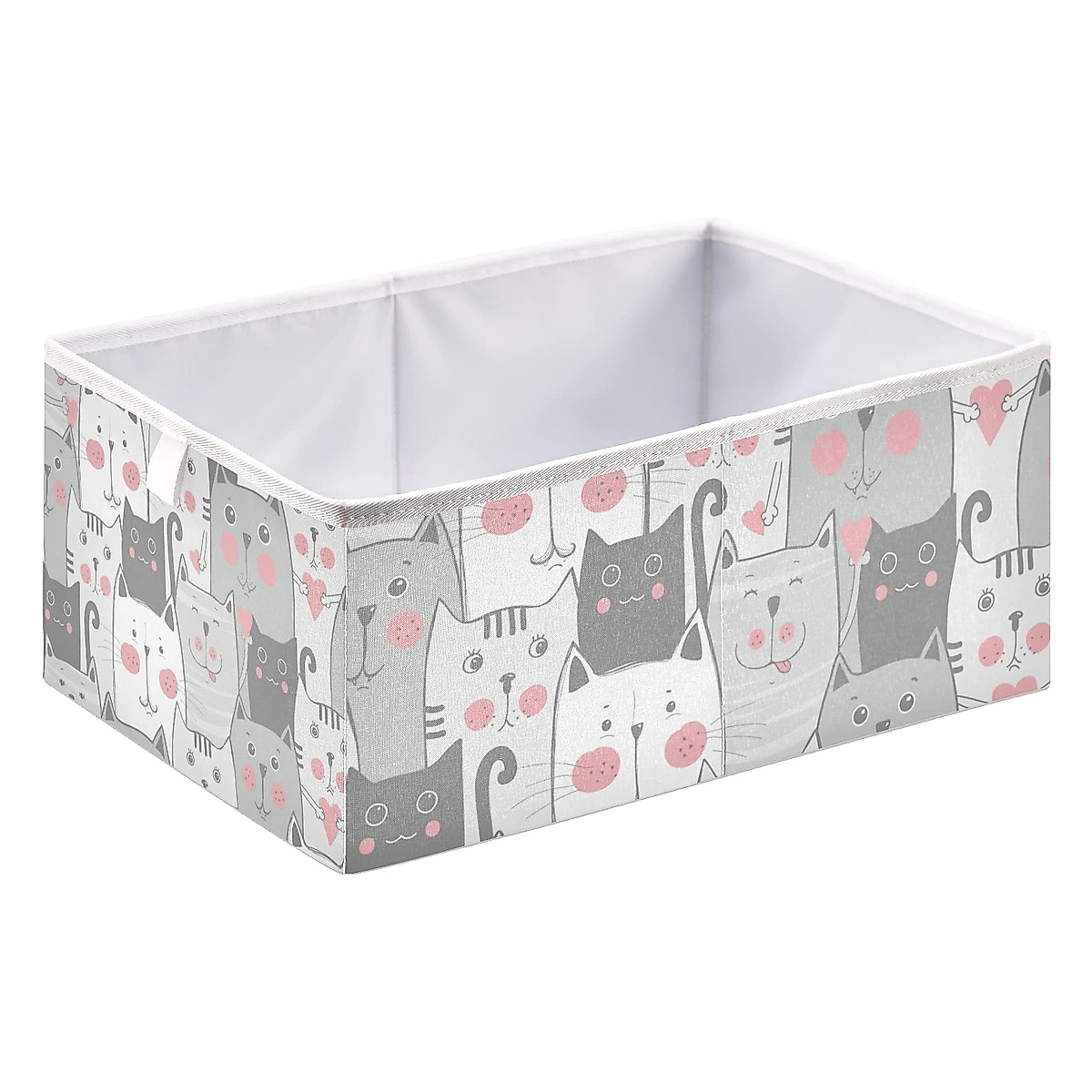 DOMIKING Lucky Cat Storage Baskets for Shelves Foldable Collapsible Storage Box Bins with Cubes Toys Closet Organizers for Pantry Bathroom Baby Cloth Nursery,11 x 11inch