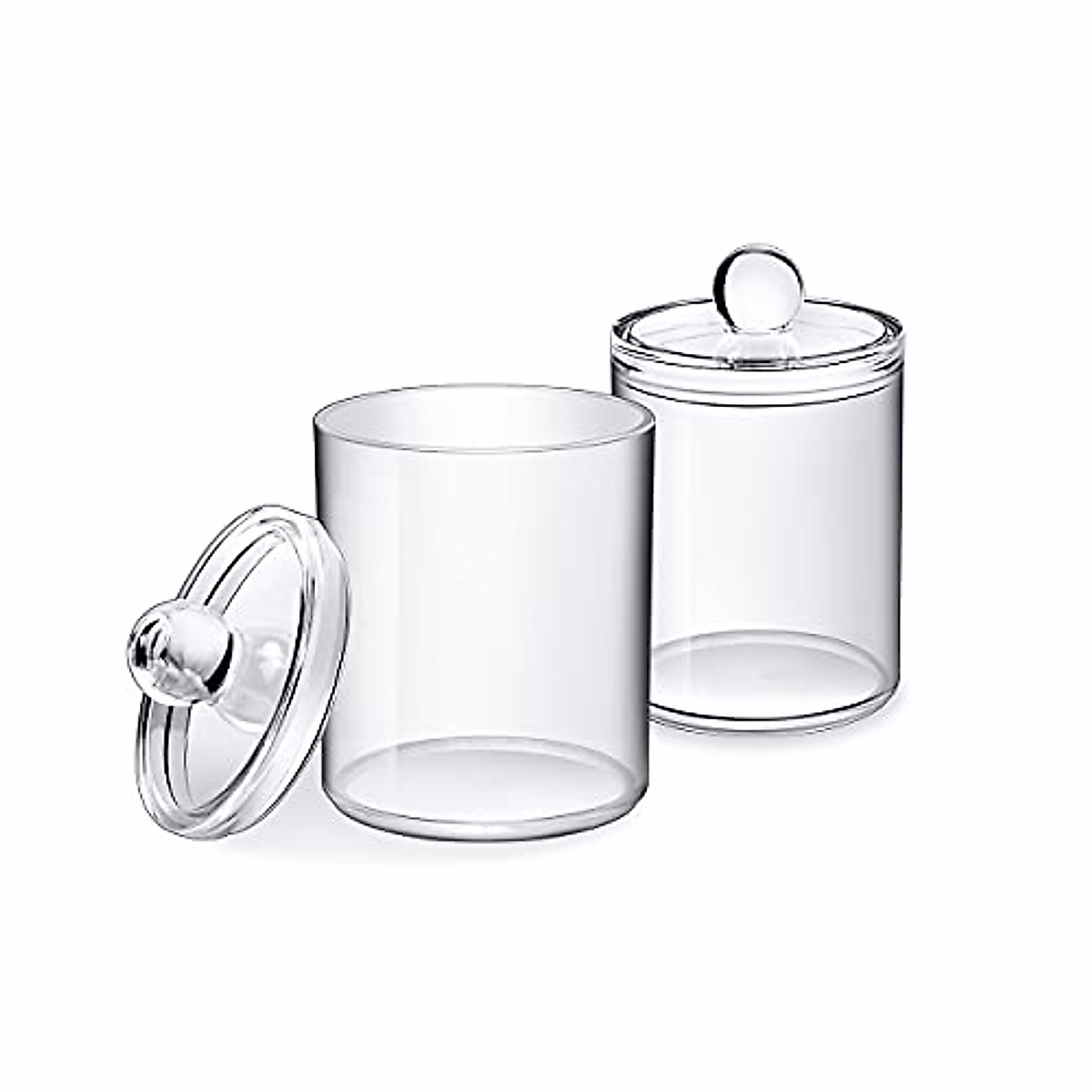 DS. DISTINCTIVE STYLE Bathroom Organizer Cotton Ball Holder Clear Canisters Acrylic Apothecary Jars with Lids (10oz&10oz)