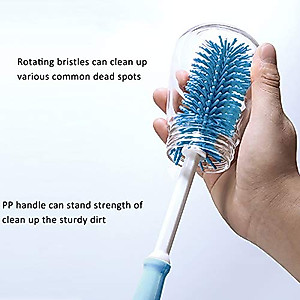 Swiftrans Straight Handle Silicone Bottle Cleaning Brush Hangable Portable Cup Brush Cleaning Kit with Bottle Brush, Straw Brush, Nipple Brush