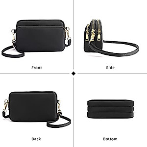 WITERY Multi Zipper Small Crossbody Bags for Women - Waterproof Mini Purse Nylon Travel Shoulder Bag Cell Phone Purse Pouch with Shoulder Strap