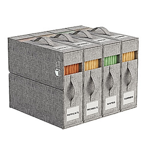 4 Pack Sheet Storage Box (King & Queen Size) with handle, Foldable Sheet Set Organizer for Closet, Sheet Organizer for Blanket, Coverlet and Towel,Beige