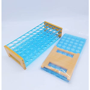 Plastic Test Tube Rack for 16/18mm Tubes, Lab Test Tube Holder Rack, Holds 50, Detachable (1pacs)