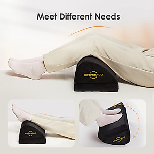 AMERIERGO Foot Rest for Under Desk at Work, Ergonomic Memory Foam Foot Stool Pillow for Home Office, Gaming, Computer - Desk Foot Rest with 2 Adjustable Heights and Breathable Washable Cover (Black)