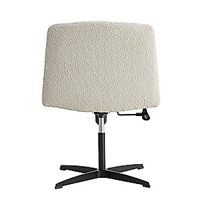 Haplized Office Chair, Home Computer Chair，Adjustable 360 ° Swivel Cushion Chair with Black Foot,Swivel Chair Makeup Chair Study Desk Chair No Wheels (White Velvet)