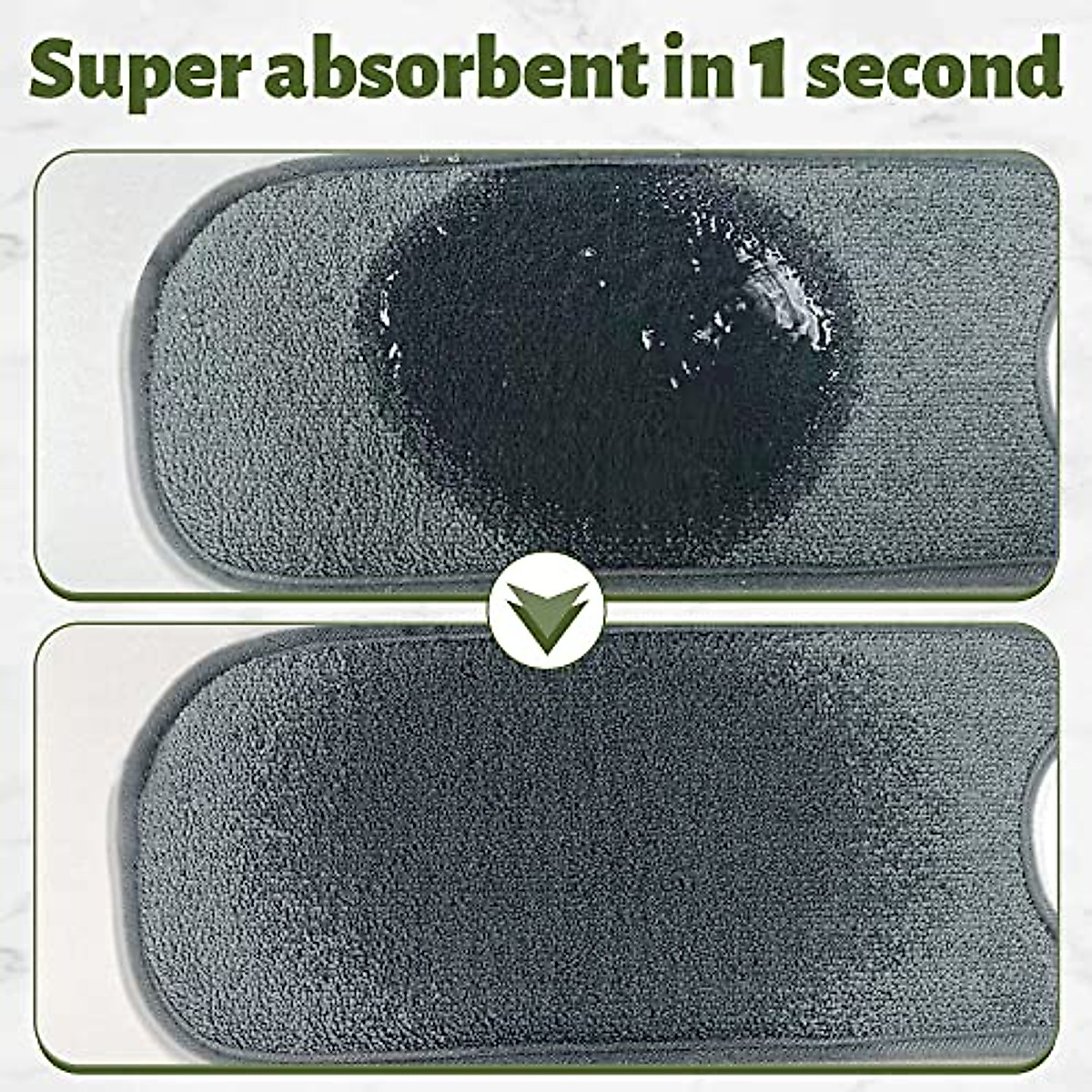 LOPNUR Faucet Mat for Kitchen Sink, 15”x 5” Kitchen Sink Splash Guard Behind Faucet, Sink Faucet Absorbing Mat for Kitchen & Bathroom, Washable Microfiber Faucet Splash Guard for Sink【Grey, 2 Pack】