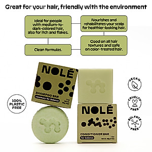 NOLE CARE Shampoo and Conditioner Bar Set, Rosemary Mint with Batana Oil - Rice Protein Shampoo Bar, Anti Dandruff Shampoo Bar Sulfate Free, Sustainable, 100% Plastic Free Packaging, 5.12 oz