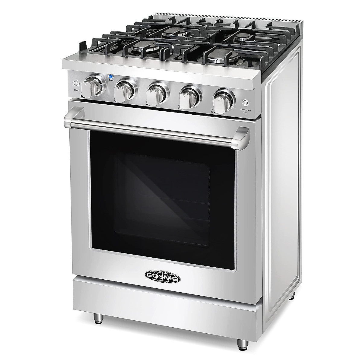 COSMO COS-EPGR244 24 in. Haven Collection 3.73 cu. ft. Gas Range with 4 Sealed Burners, Cast Iron Grates, Convection Oven, Stainless Steel