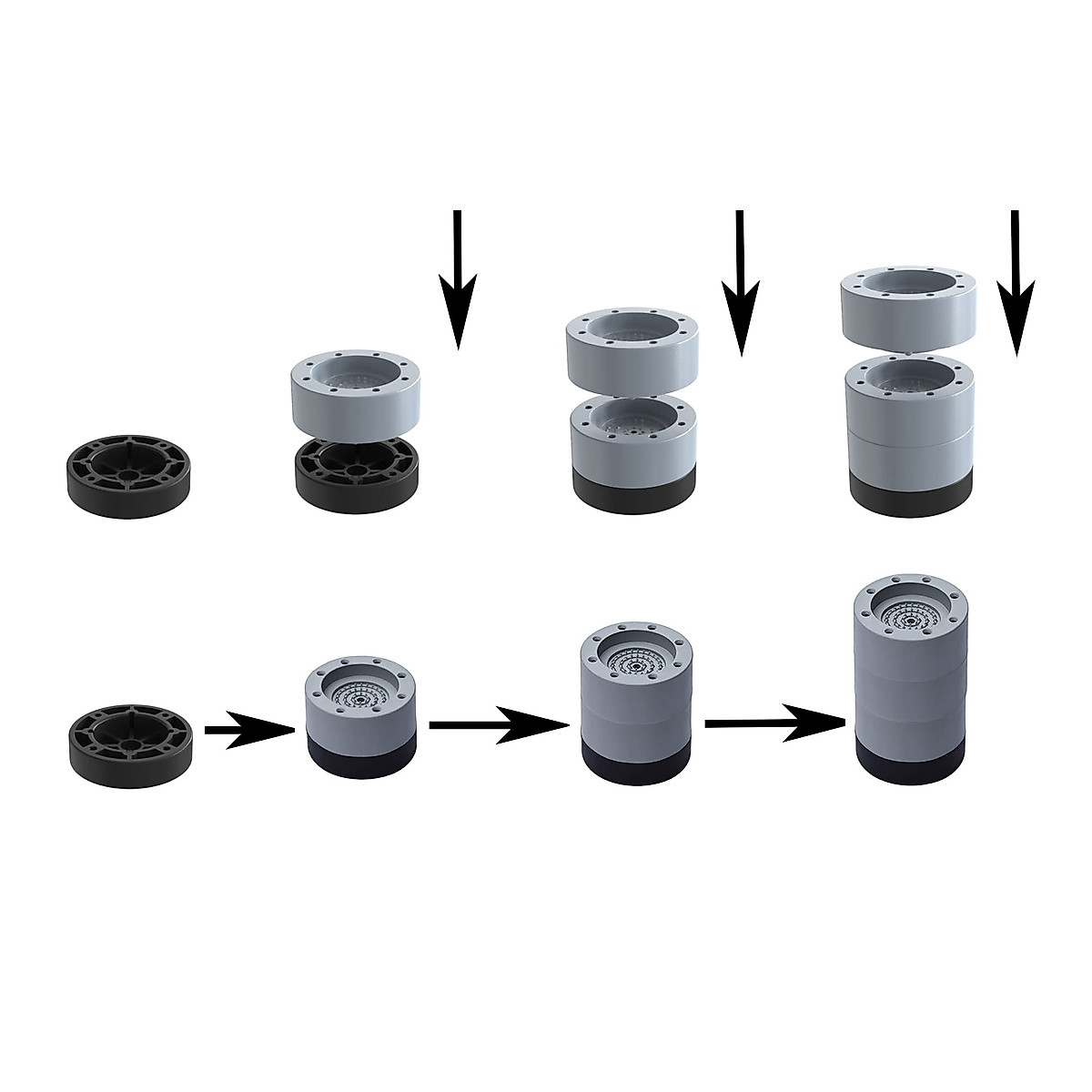 8 PCS Shock and Noise Cancelling Washing Machine Support, Anti Vibration Pads with Tank Tread Grip, Washer and Dryer Pedestals Fit All Machines